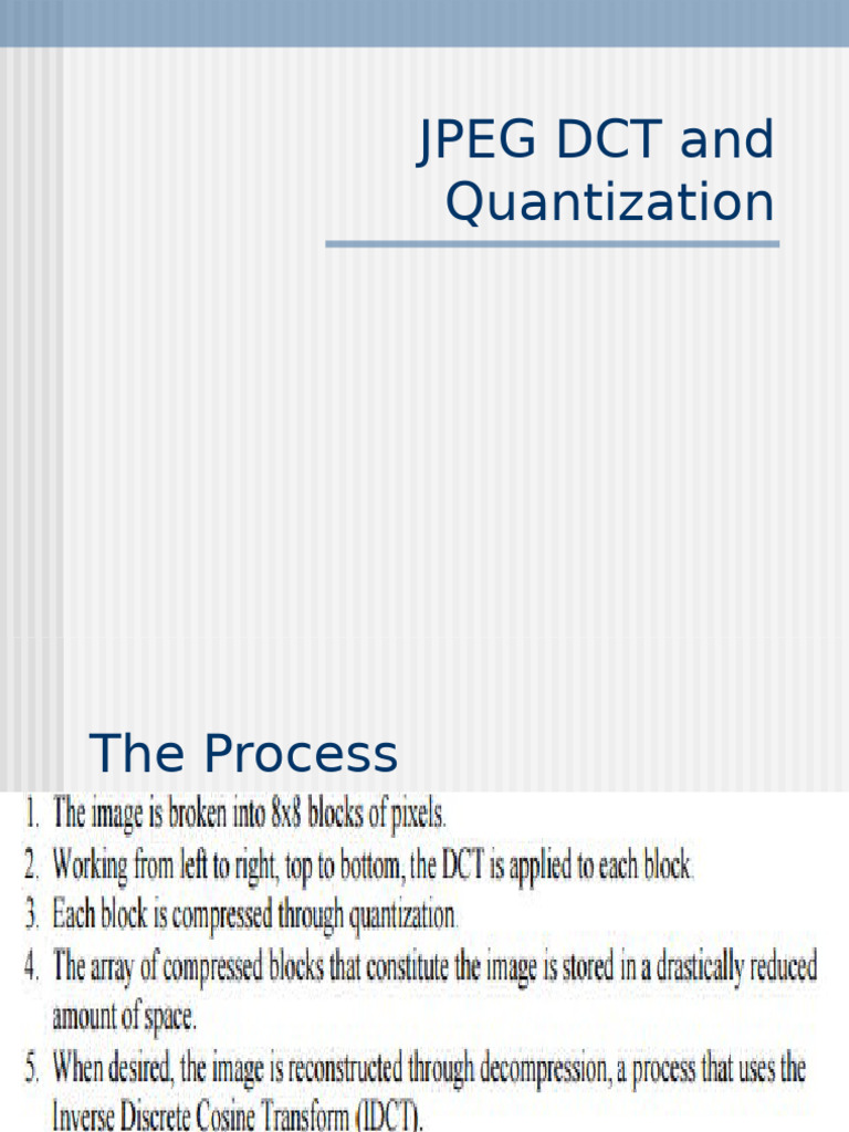 JPEG Compression: DCT and Quantization | PDF | Data Compression | Image ...