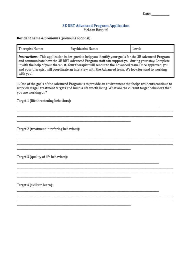 Advanced Program Application | PDF | Dialectical Behavior Therapy ...