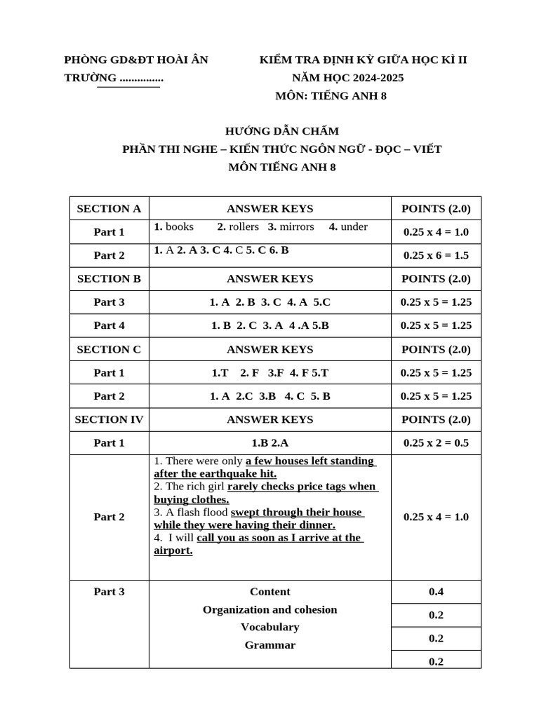 HDC Đề KT GK2-8 | PDF