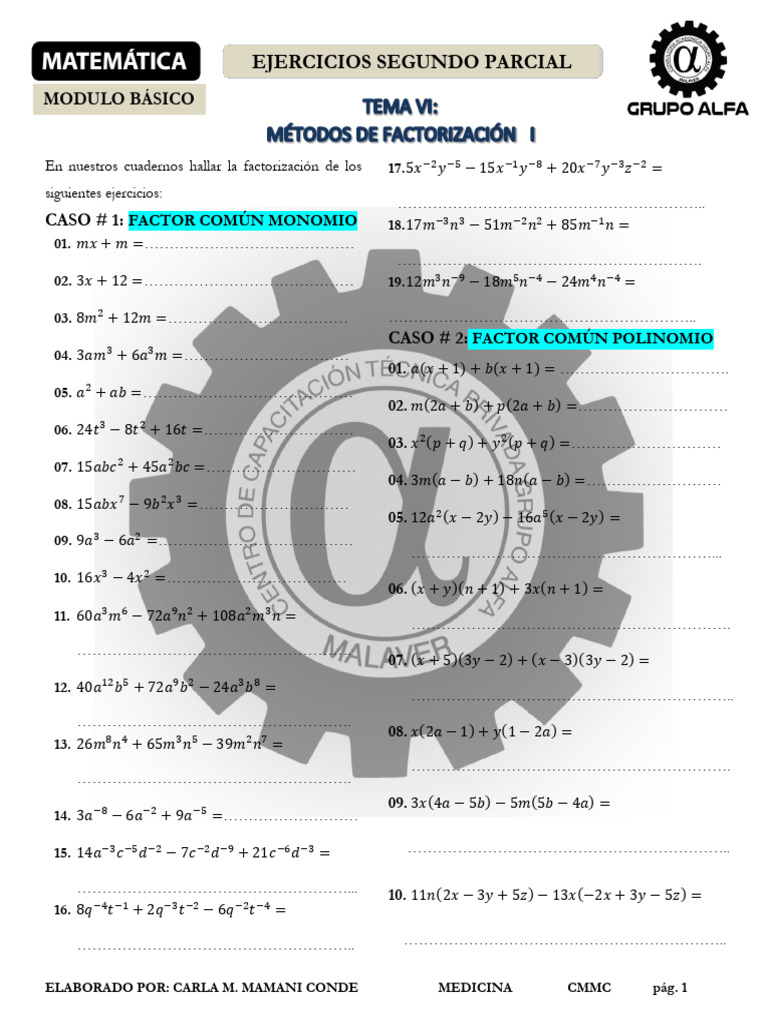 TEMA 6 FACTORIZACION | PDF | Factorización | Álgebra