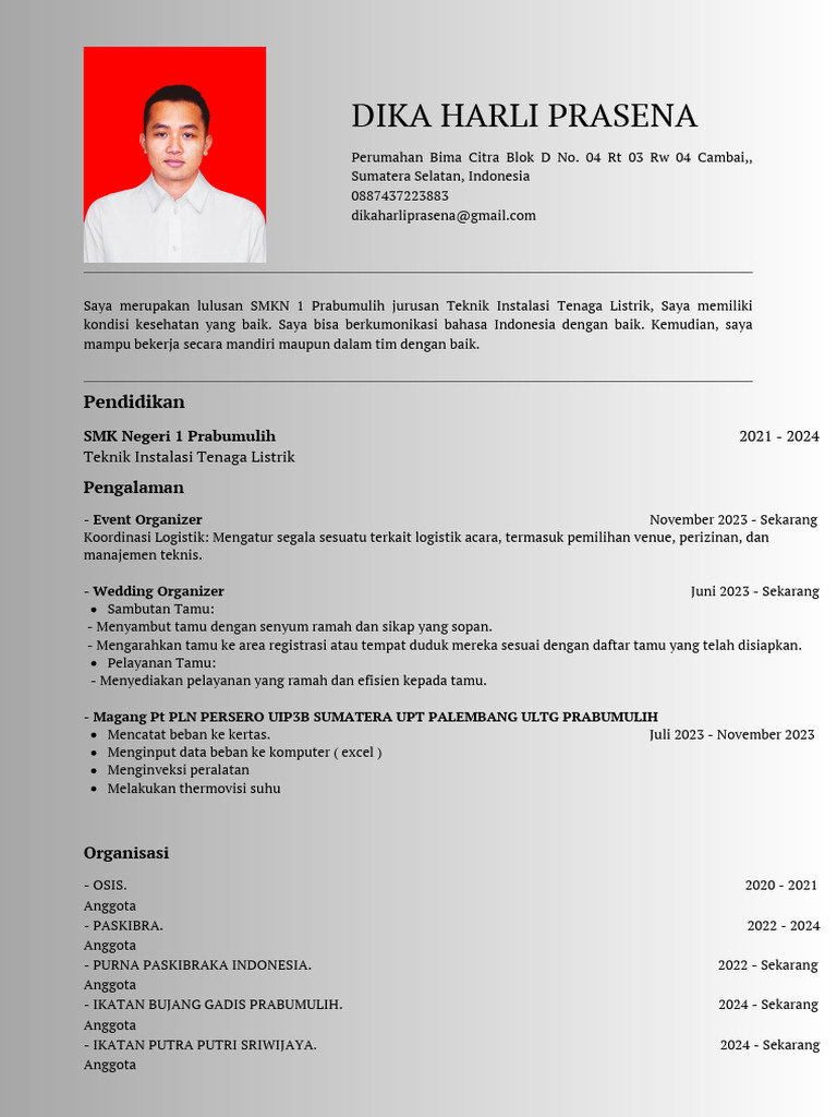 CV Dika Harli Prasena | PDF