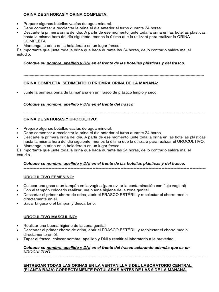 Instructivo Orinas Renal | PDF | Excreción | Sistema Reproductor Femenino Mamífero