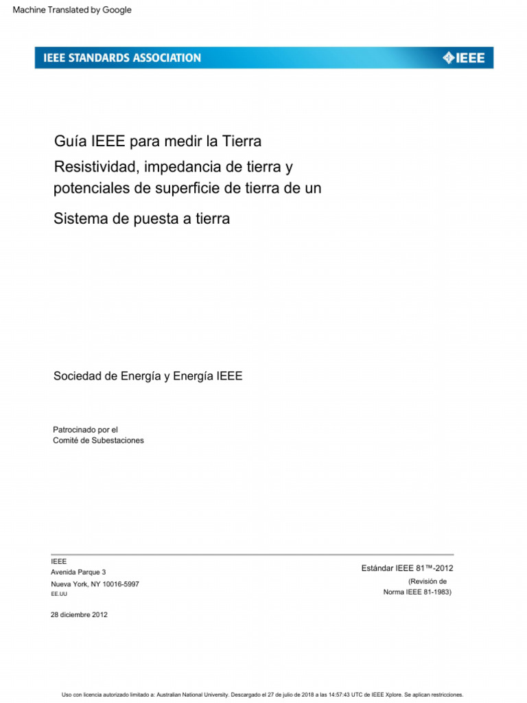 IEEE-81 Español | PDF | Instituto de Ingenieros Eléctricos y ...