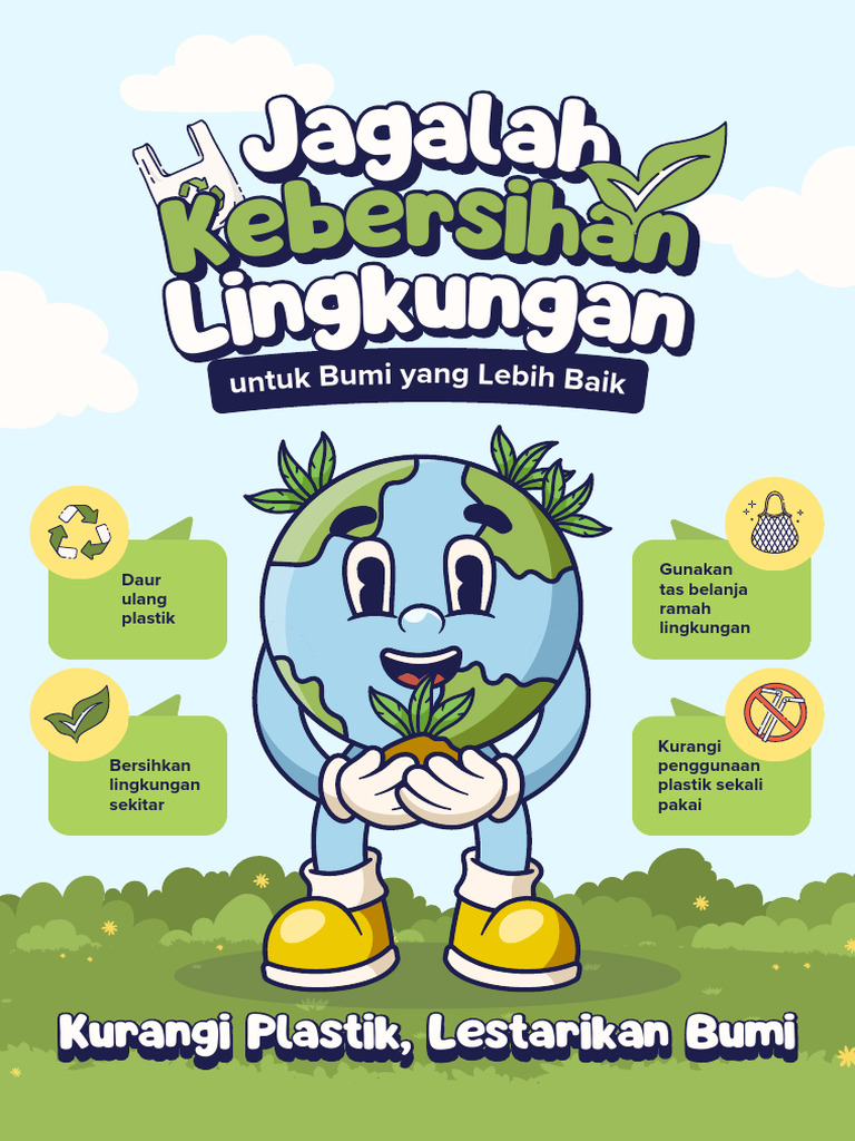 Poster Kampanye Kebersihan Lingkungan Dengan Ilustrasi Bumi | PDF