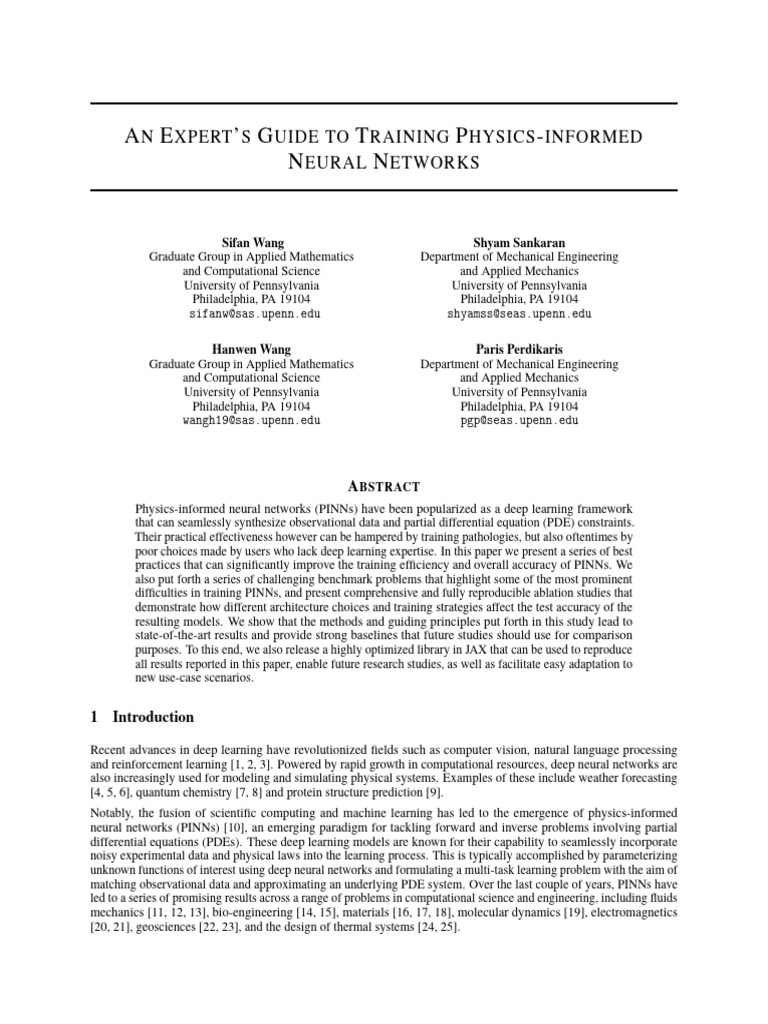 A E ' G T P - N N: N Xpert S Uide To Raining Hysics Informed Eural Etworks | PDF | Partial ...