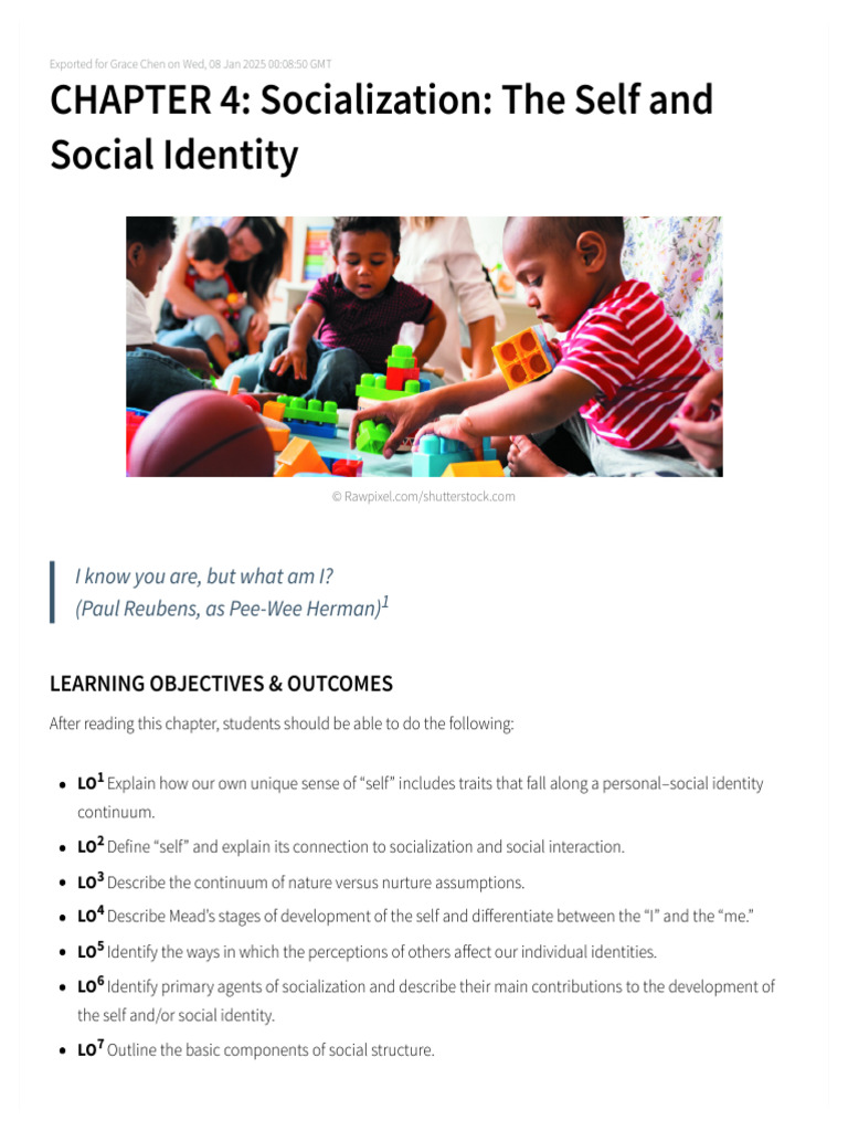 Chapter 4 - Socialization - The Self and Social Identity - Top Hat ...