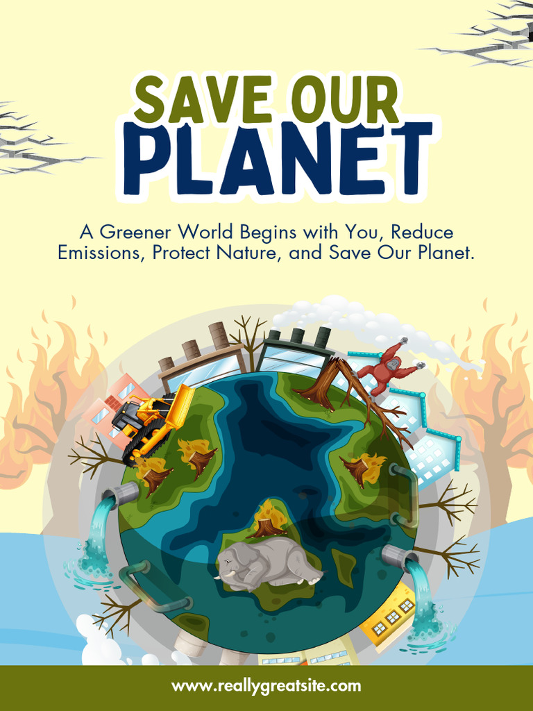 Colorful Minimalist Illustrative Save Our Planet Poster | PDF