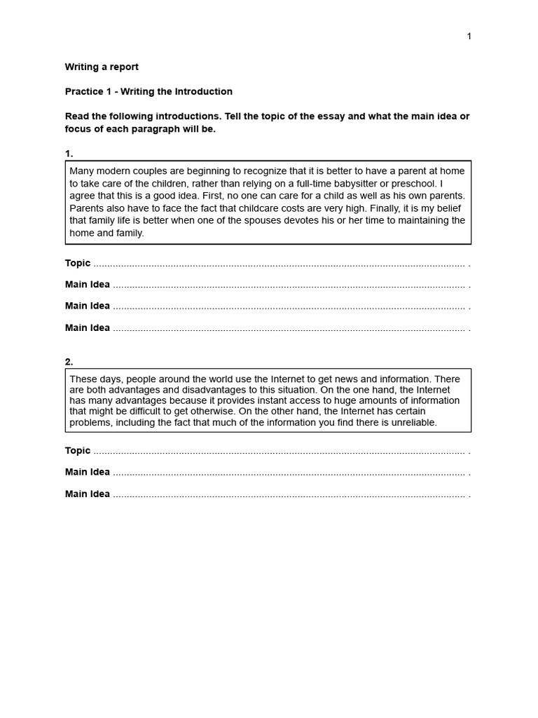 Writing A Report - Worksheet | PDF | Child Care | Internet