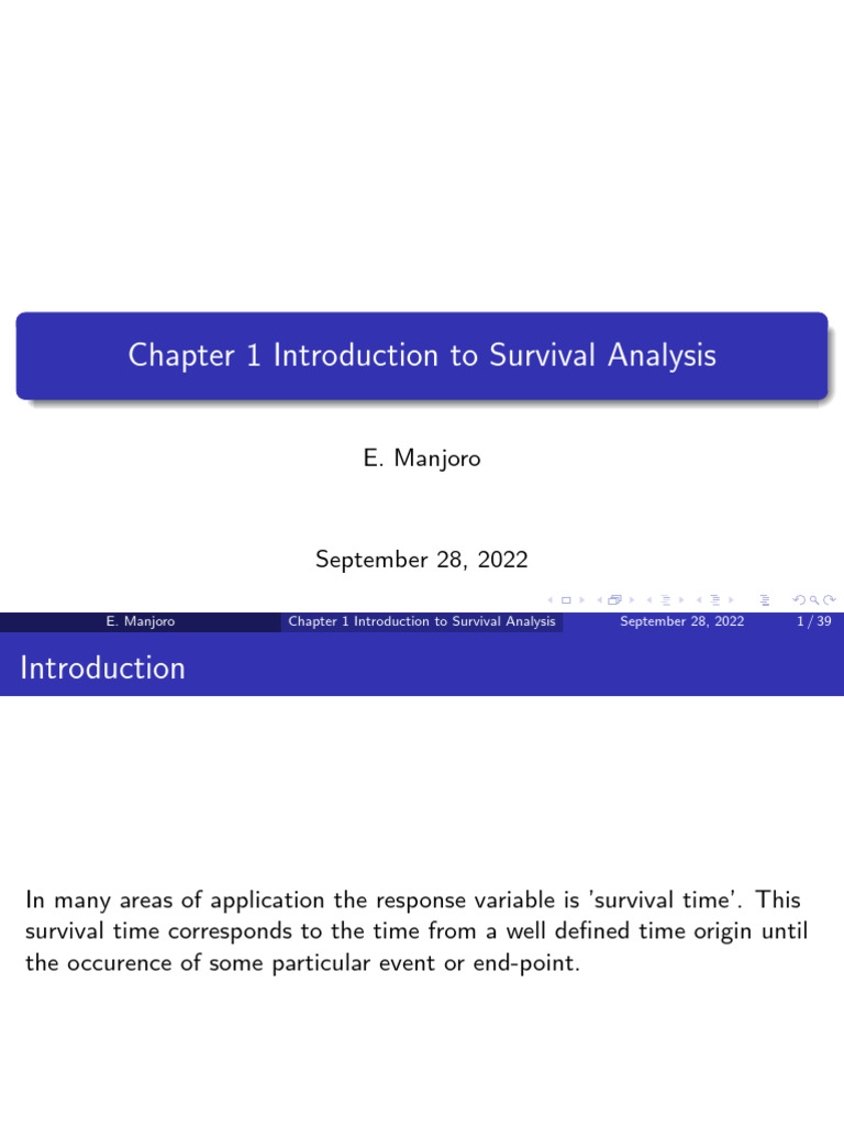 Topic 2 Introduction To Survival Analysis Pdf Statistical Theory Statistics