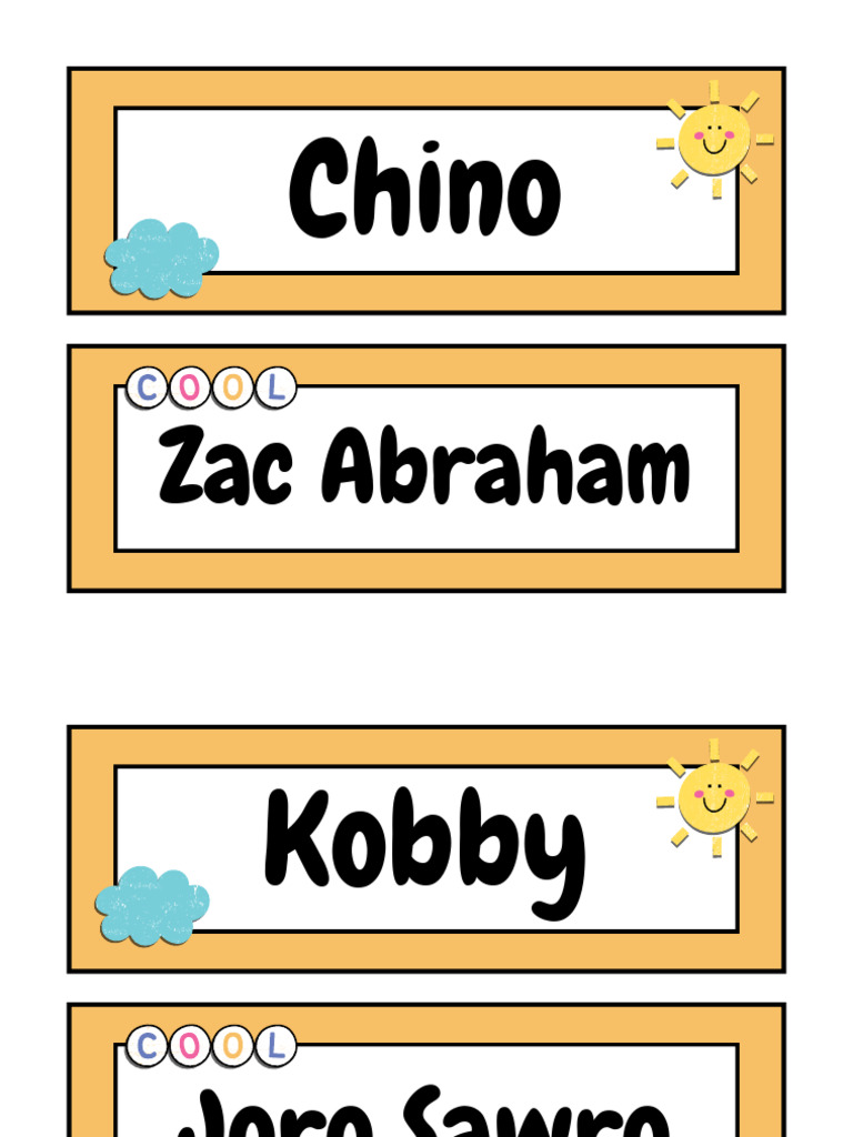 Classroom Name Tags in Colorful Bold Style | PDF
