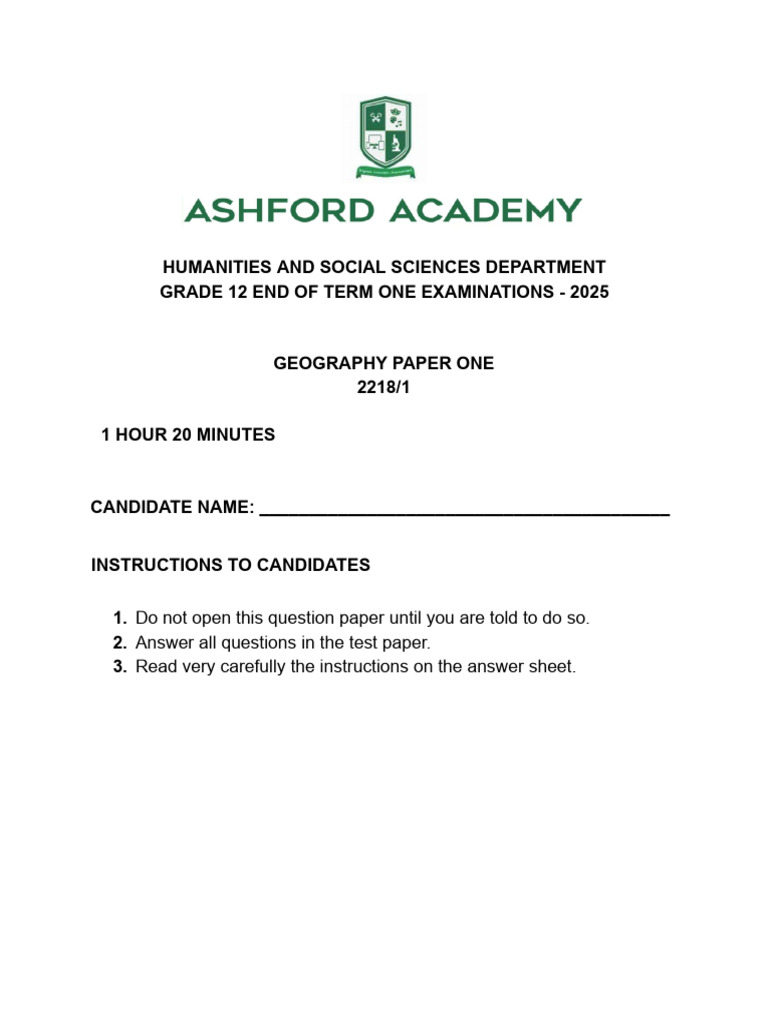 Grade 12 Geography Paper 1 2025 | PDF | Agriculture | Crops
