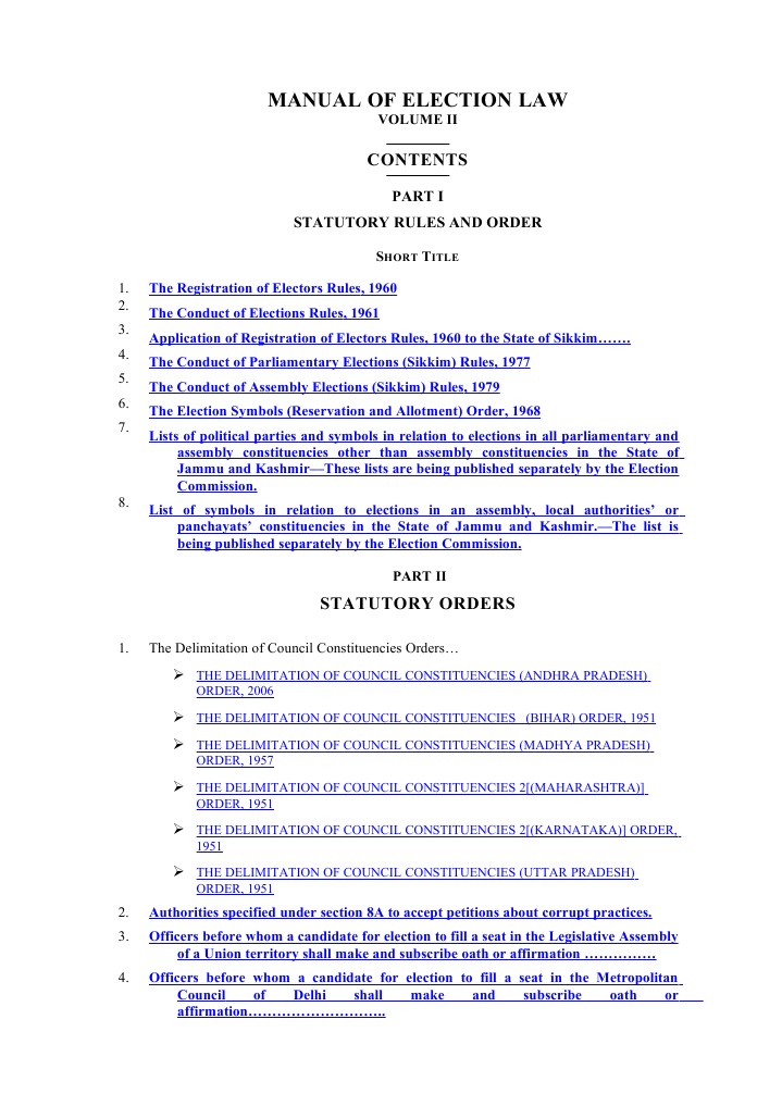 Manual of Election Law: Statutory Rules and Order | PDF