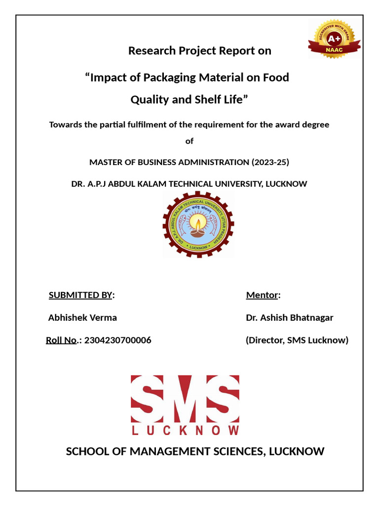 Impact of Packaging on Food Quality | PDF