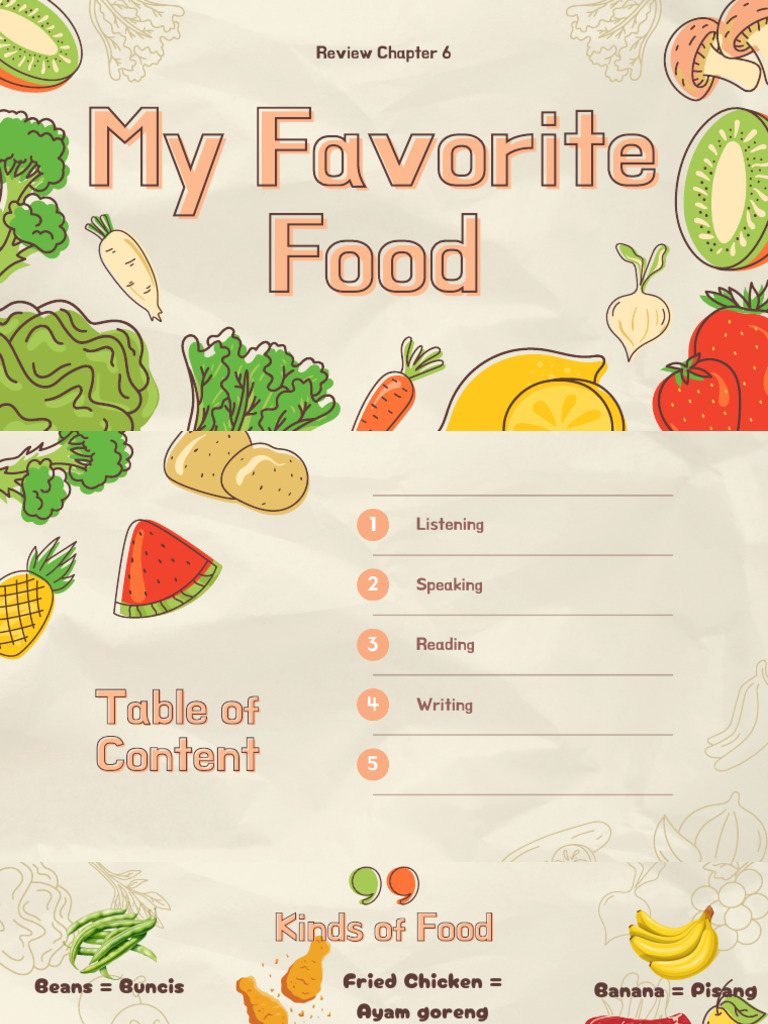 Review Chapter 6 My Favorite Food | PDF | Foods | Salad