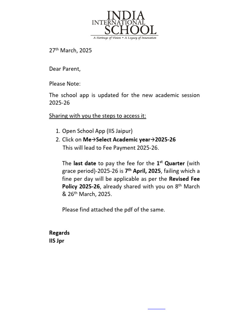 Circular To Parent-Fee-27.03.2025 | PDF