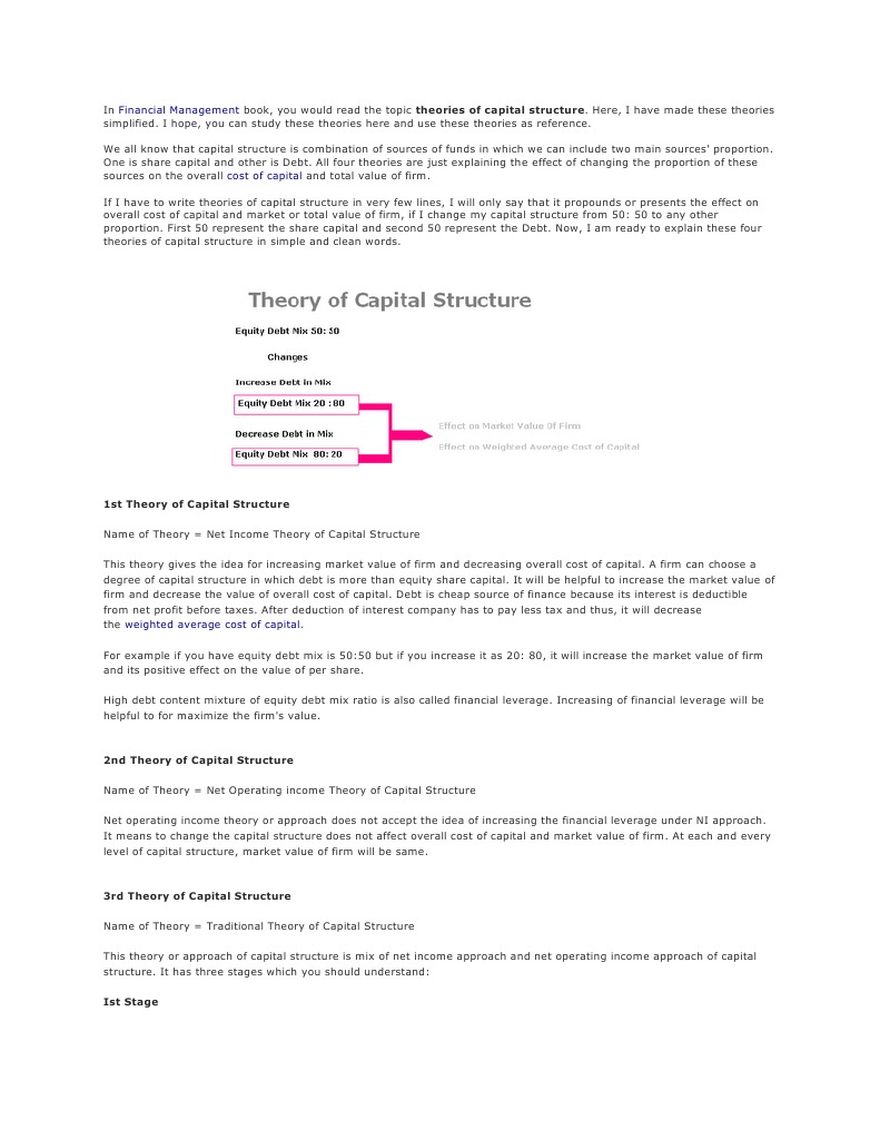 Financial Management: 1st Theory of Capital Structure | PDF | Capital ...