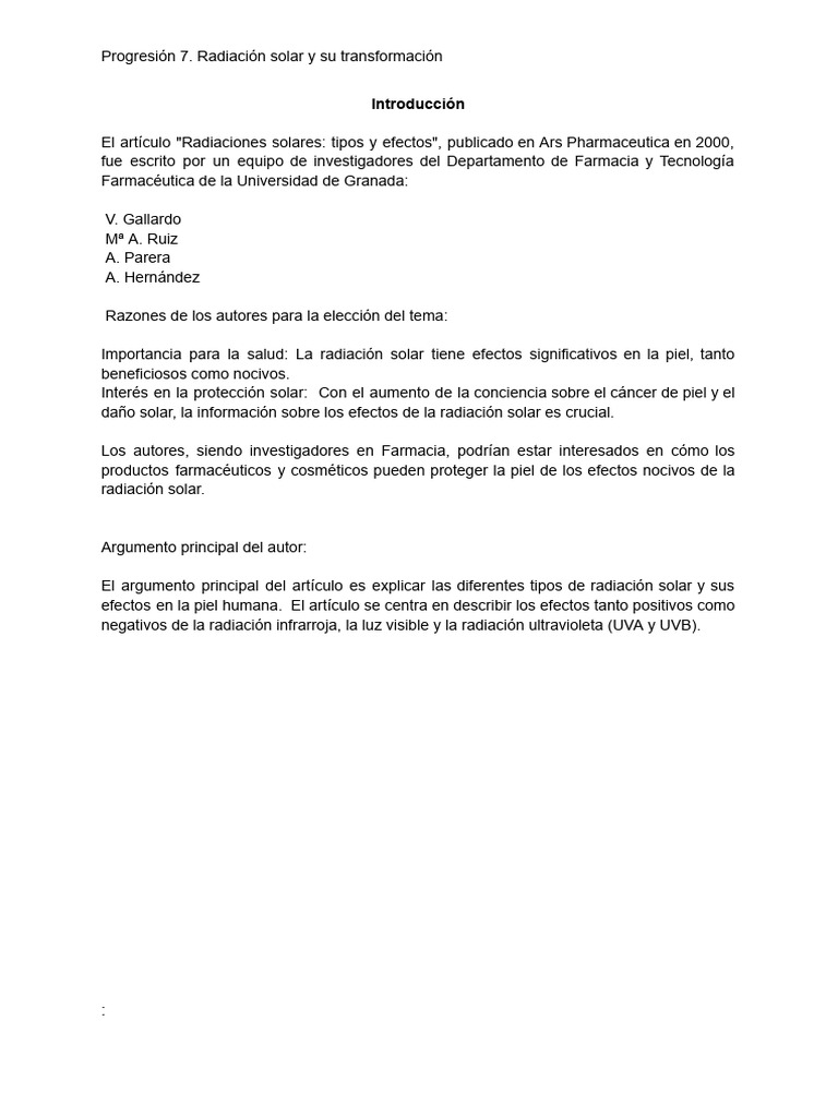 Progresión 7 | PDF | Radiación | Ultravioleta