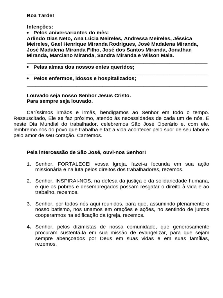 missa 1 de maio | PDF