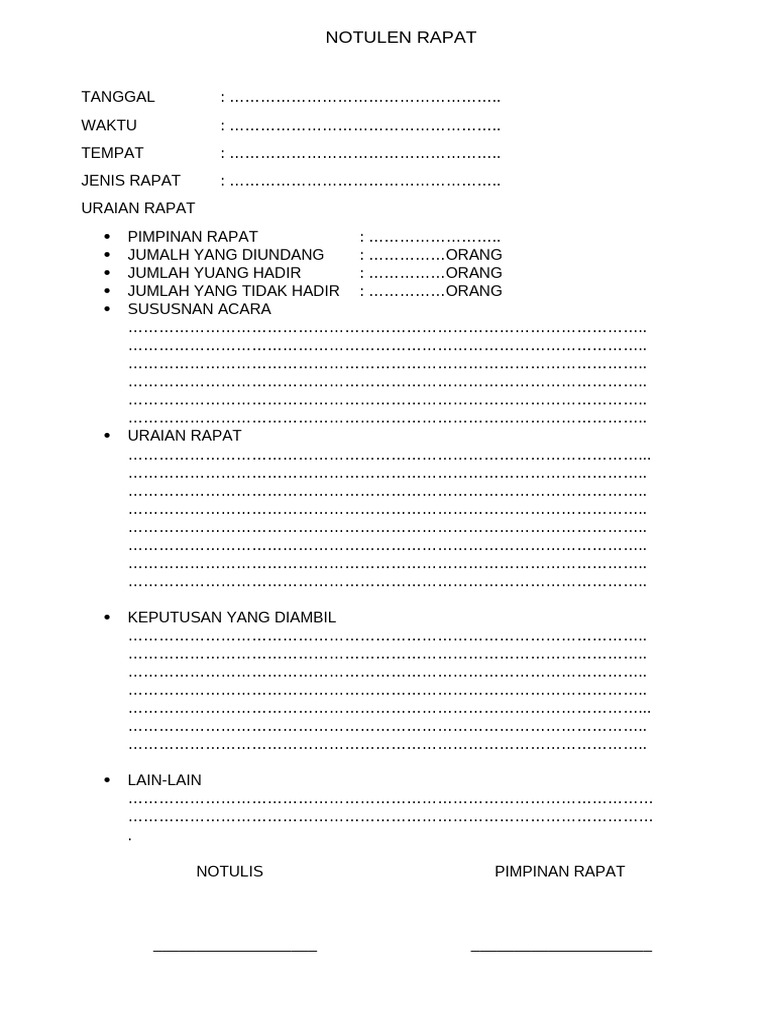 NOTULEN RAPAT | PDF