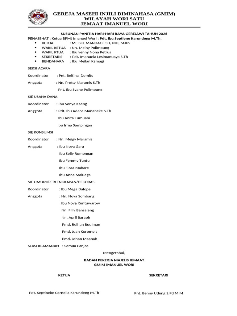 Panitia HRG 2025 | PDF