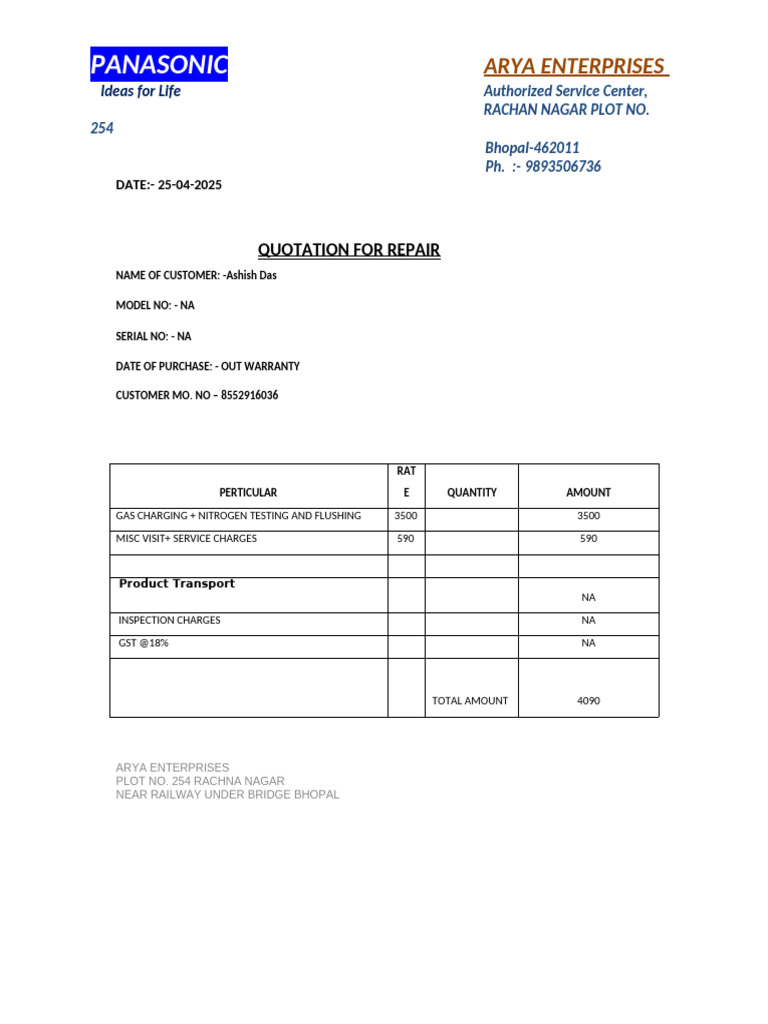Ashish Das Estimate | PDF