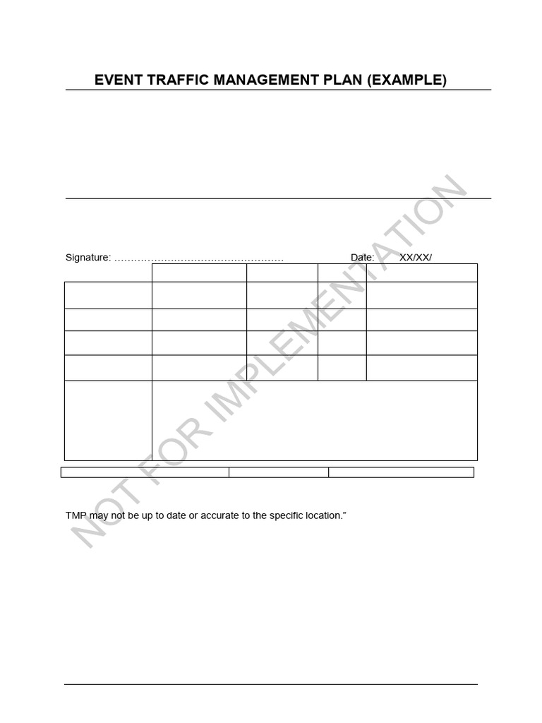 Example Traffic Management Plan TMP For Events Category 4 Event | PDF ...