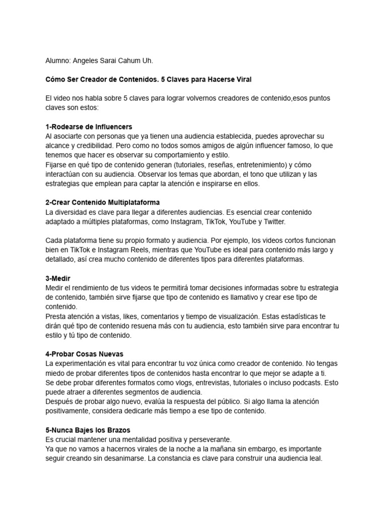 Claves para Ser Creador de Contenido Viral | PDF