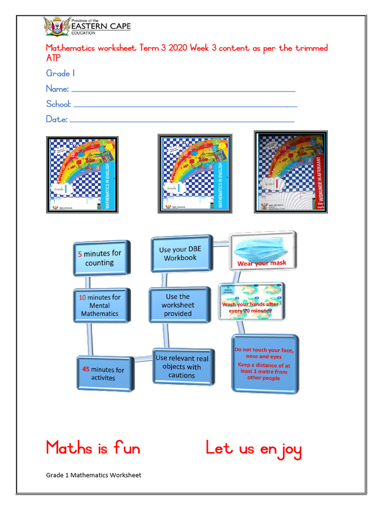 01 Maths Grade 1 Worksheets Term 3 Week 3 - Trimmed ATP 2020 | PDF