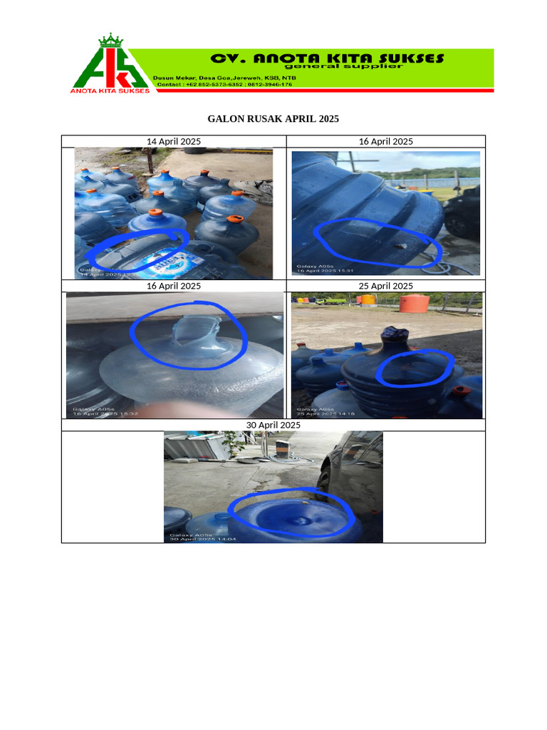 Galon Rusak April 2025 | PDF