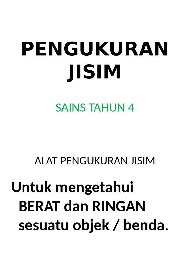 Pengukuran (Jisim Tahun 4) | PDF