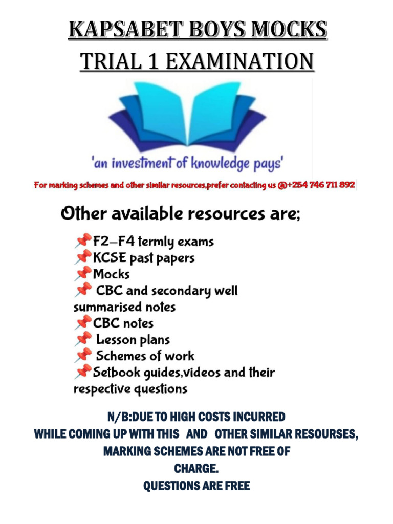 Kapsabet High School 2025 Mock Exams | PDF | Jesus | Plant Nursery