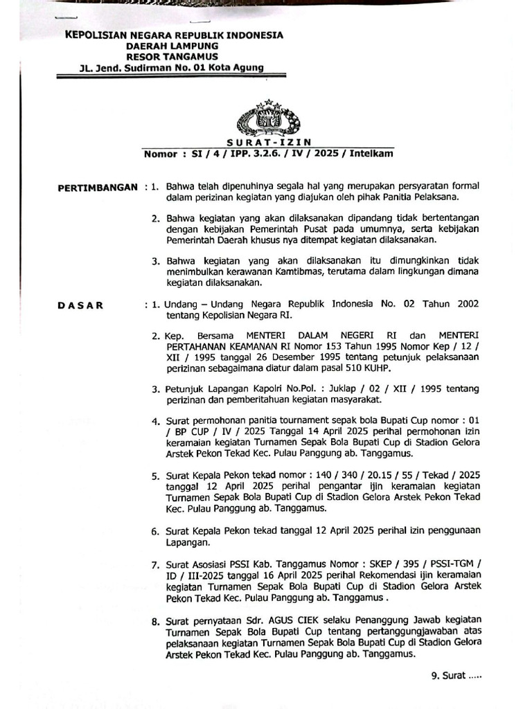 TUGAS MP YANMIN POLRES TANGGAMUS POLDA LAMPUNG | PDF