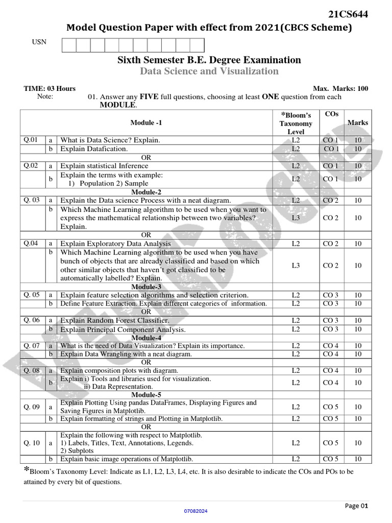 @vtucode - in 21CS644 Model Paper 2021 Scheme | PDF | Machine Learning | Regression Analysis