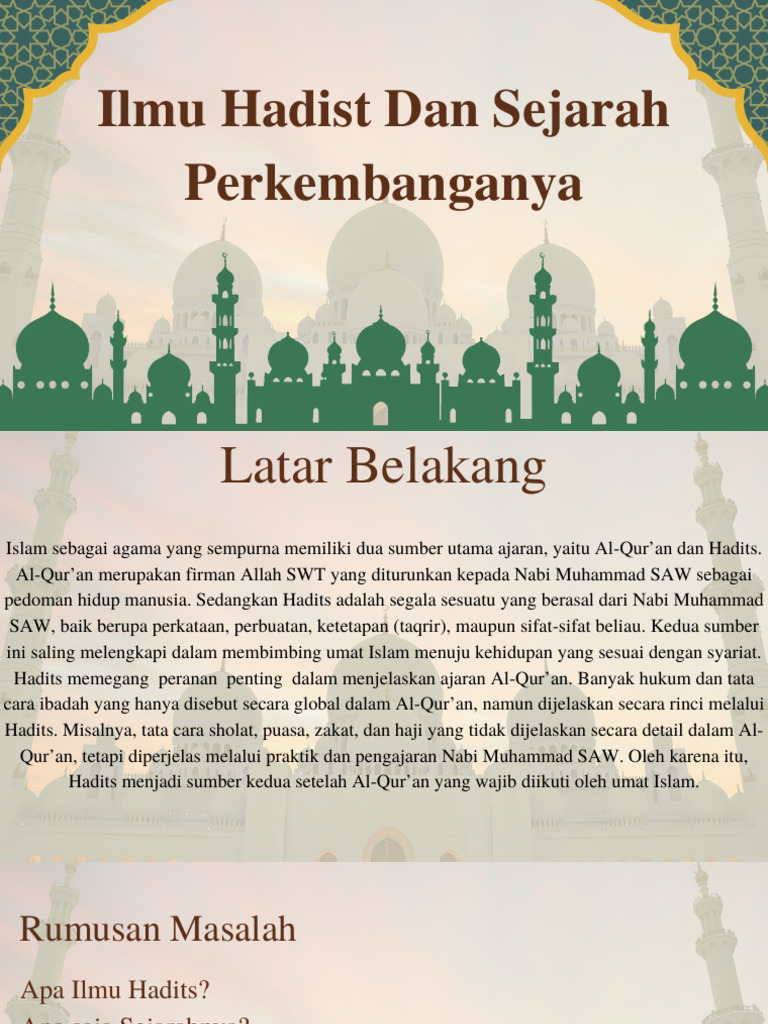 Grup 4 Ilmu Hadits Dan Sejarah Perkembangannya | PDF