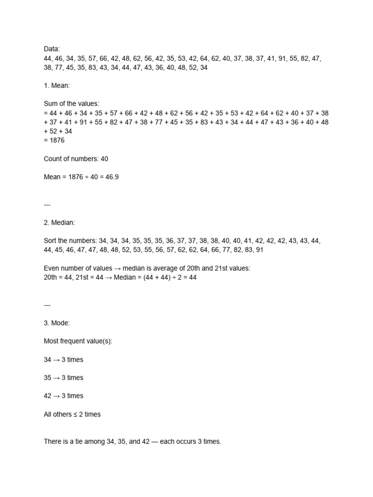 Median Analysis of Data Distribution | PDF