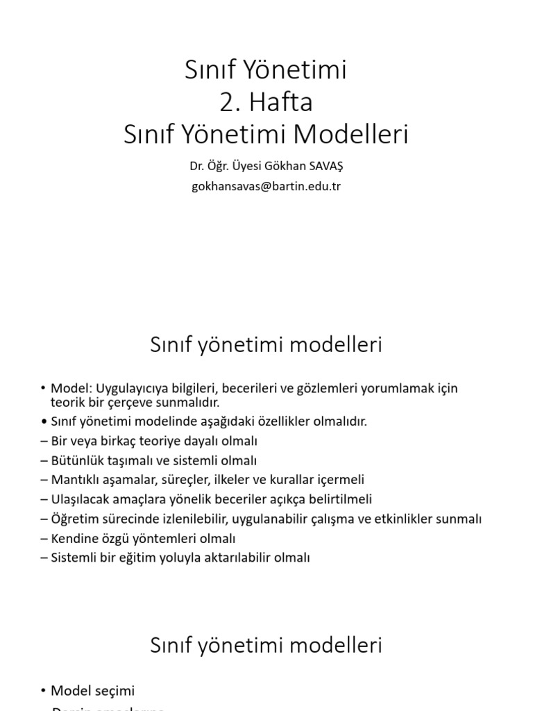 2 Hafta Sinif Yonetimi Modelleri | PDF
