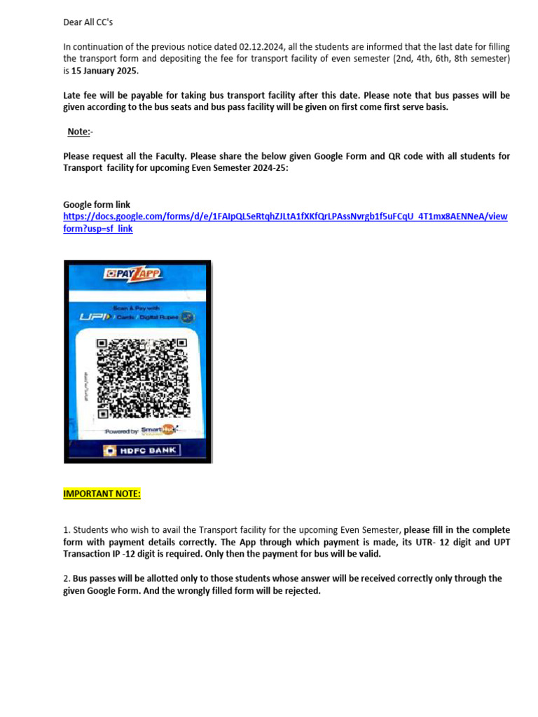 Google Form For Bus Pass | PDF