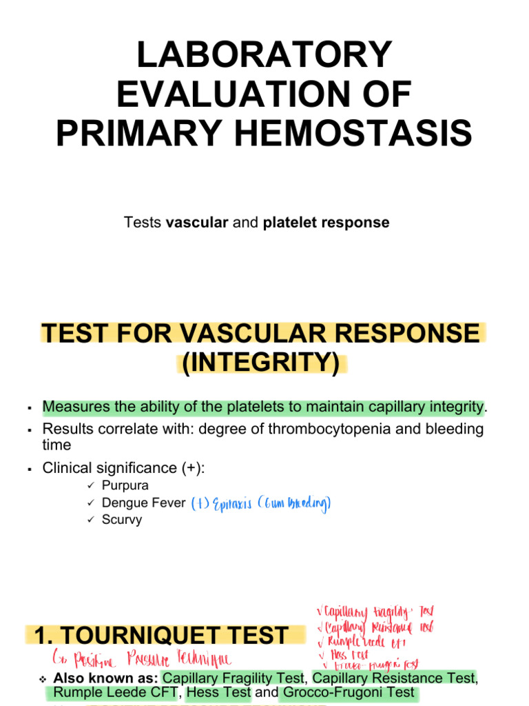 Primary Hemostasis Laboratory Evaluation | PDF | Platelet | Bleeding