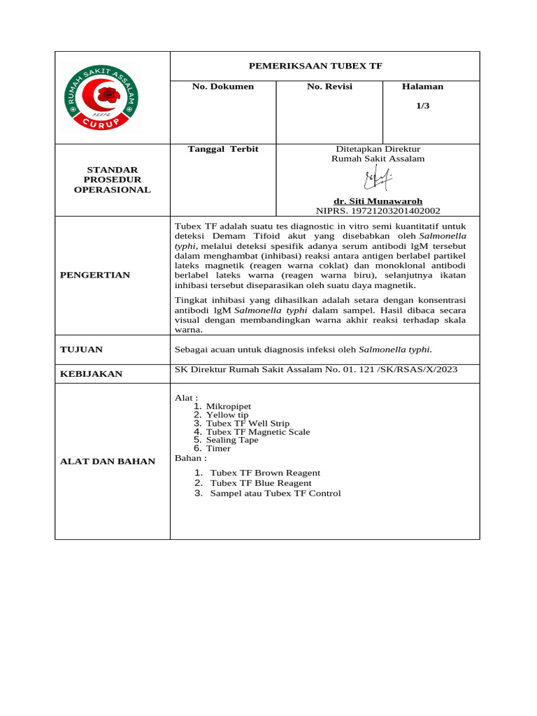 Hasil Pemeriksaan Tubex TF Demam Tifoid | PDF