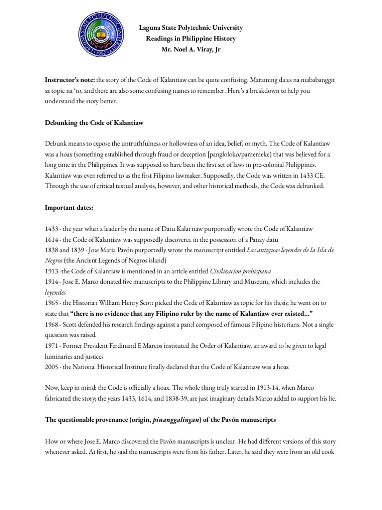 More Details About The Code of Kalantiaw | PDF | Philippines