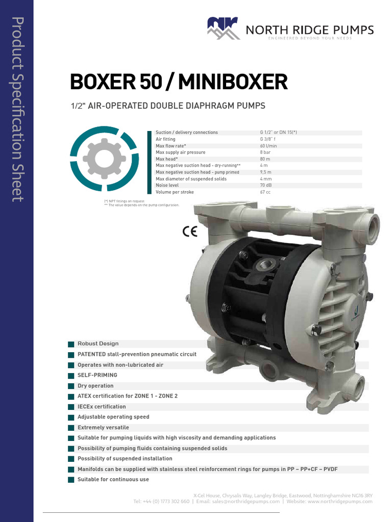 BOXER 50 Air Operated Diaphragm Pump English | PDF | Pump | Materials