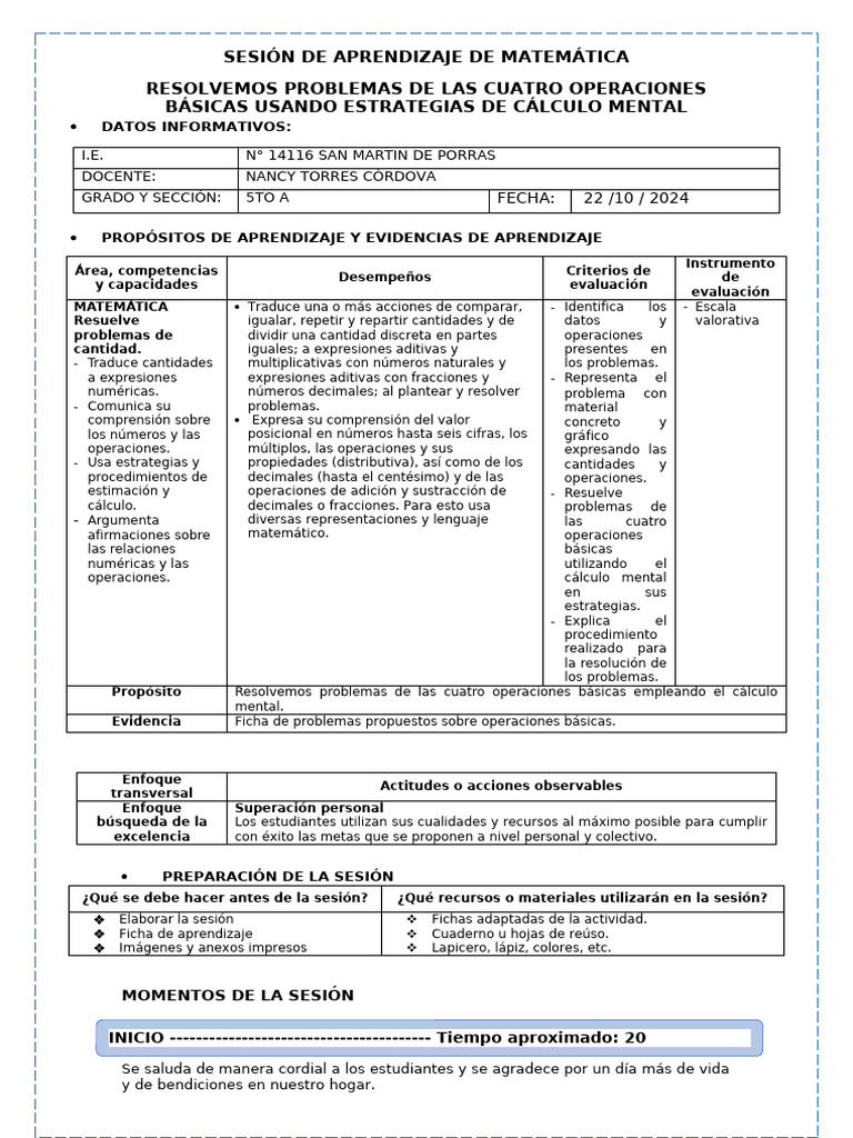 Ses-Mierc-Mat-Resolvemos Problemas de Las Cuatro Operaciones Básicas ...