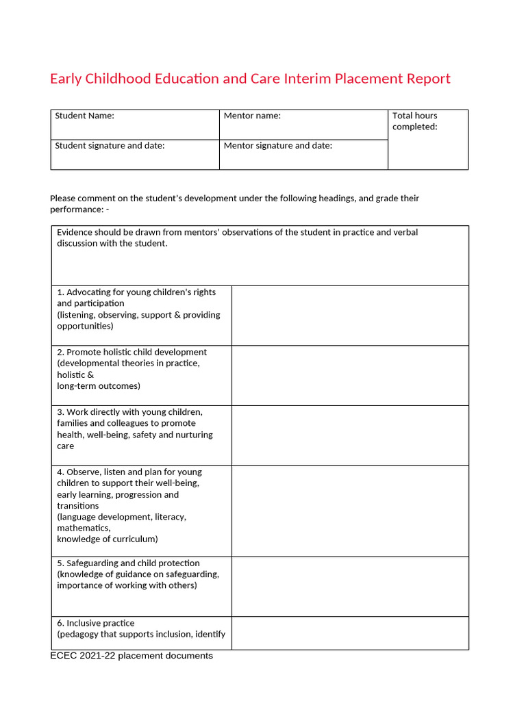 ECEC Interim Placement Report | PDF