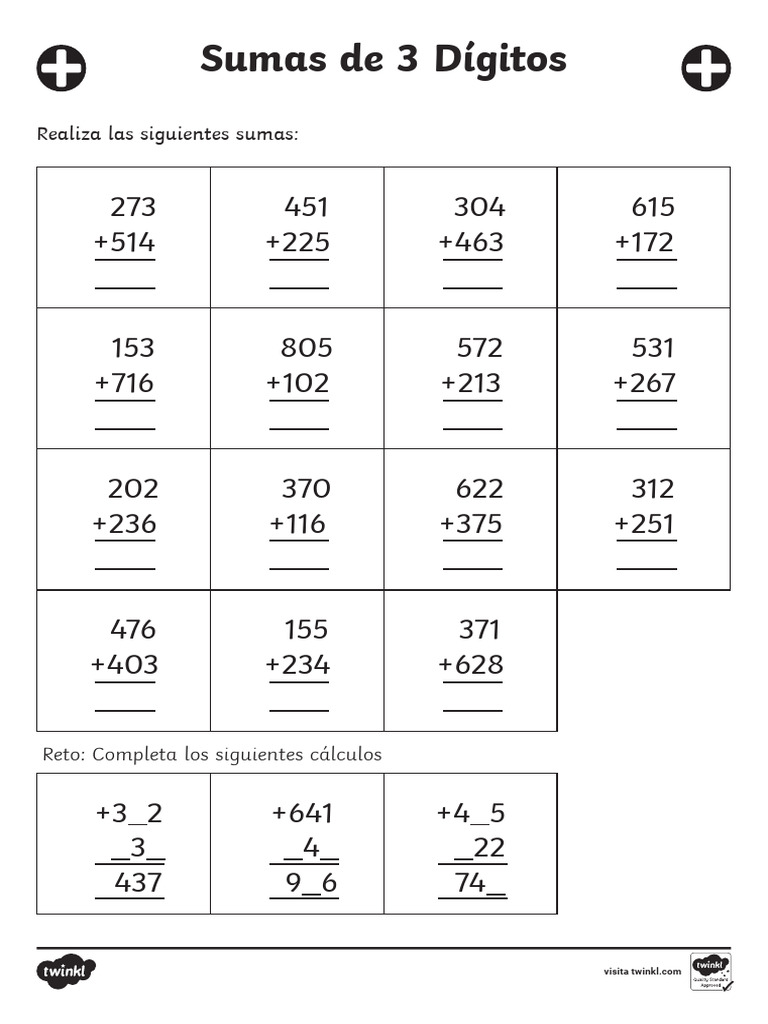 Sumas de 3 Dígitos 2 | PDF