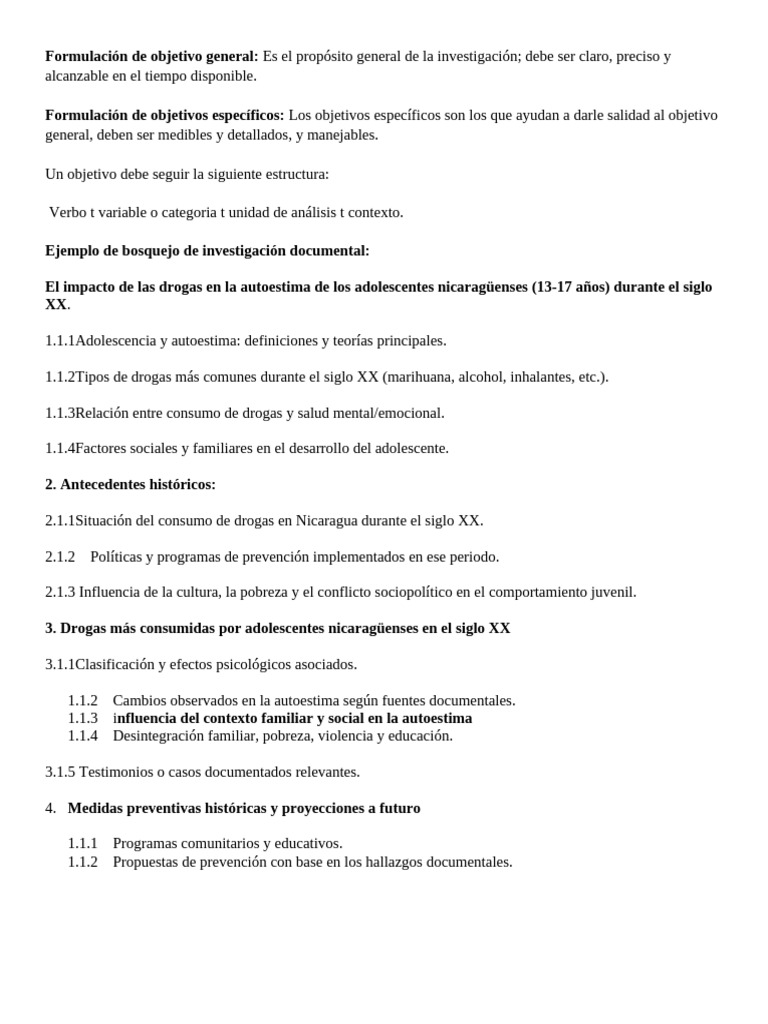 Ejemplo de Bosquejo de Investigación Documental | PDF
