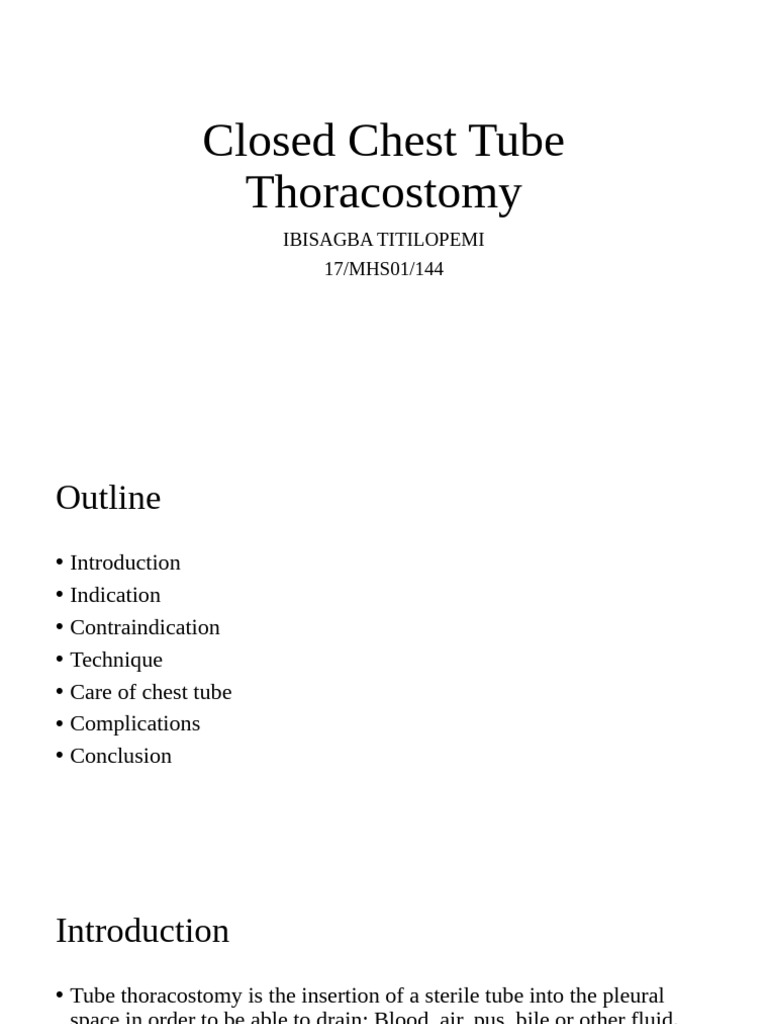 Closed Chest Tube Thoracostomy T | PDF | Surgical Specialties ...