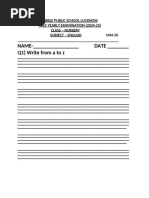 JR KG English Question Paper of Final Exam 2024-25 | PDF