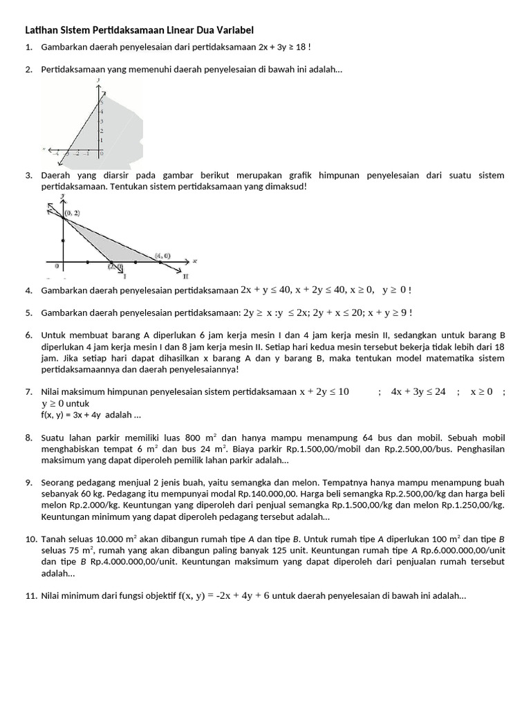 Latihan SPLDV & Program Linear | PDF