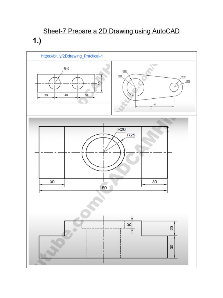 Sheet-7 2D Drawing (AutoCAD) | PDF