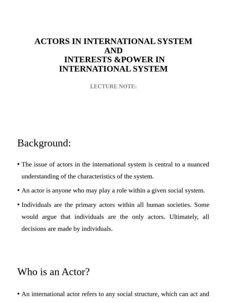 Key Actors in International Relations | PDF | Non Governmental ...